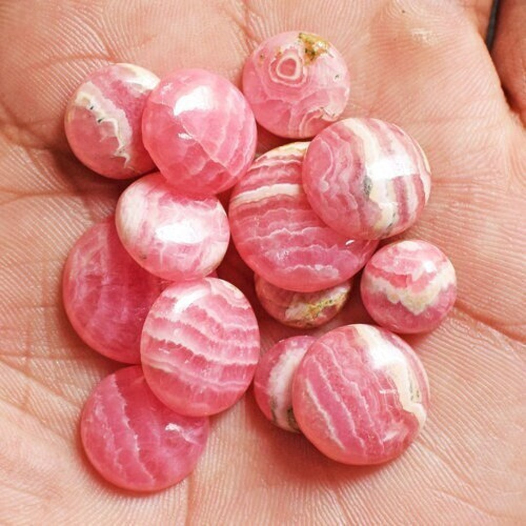 Natural Rhodochrosite, Round Shape Rhodochrosite Flatback Cabochon for ...