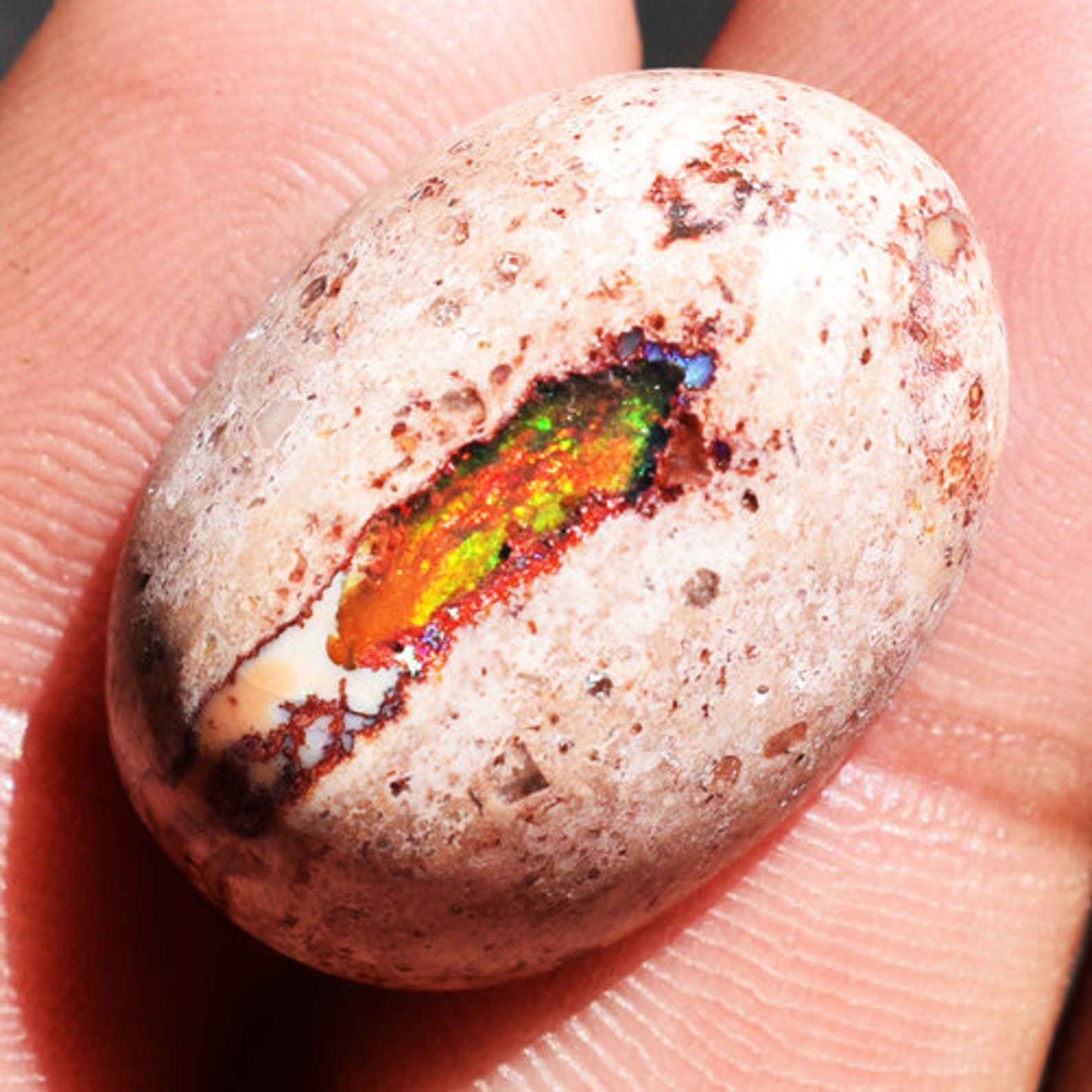 Natural Mexican Red Fire Opal Cabochon Green Flashy Opal | Etsy