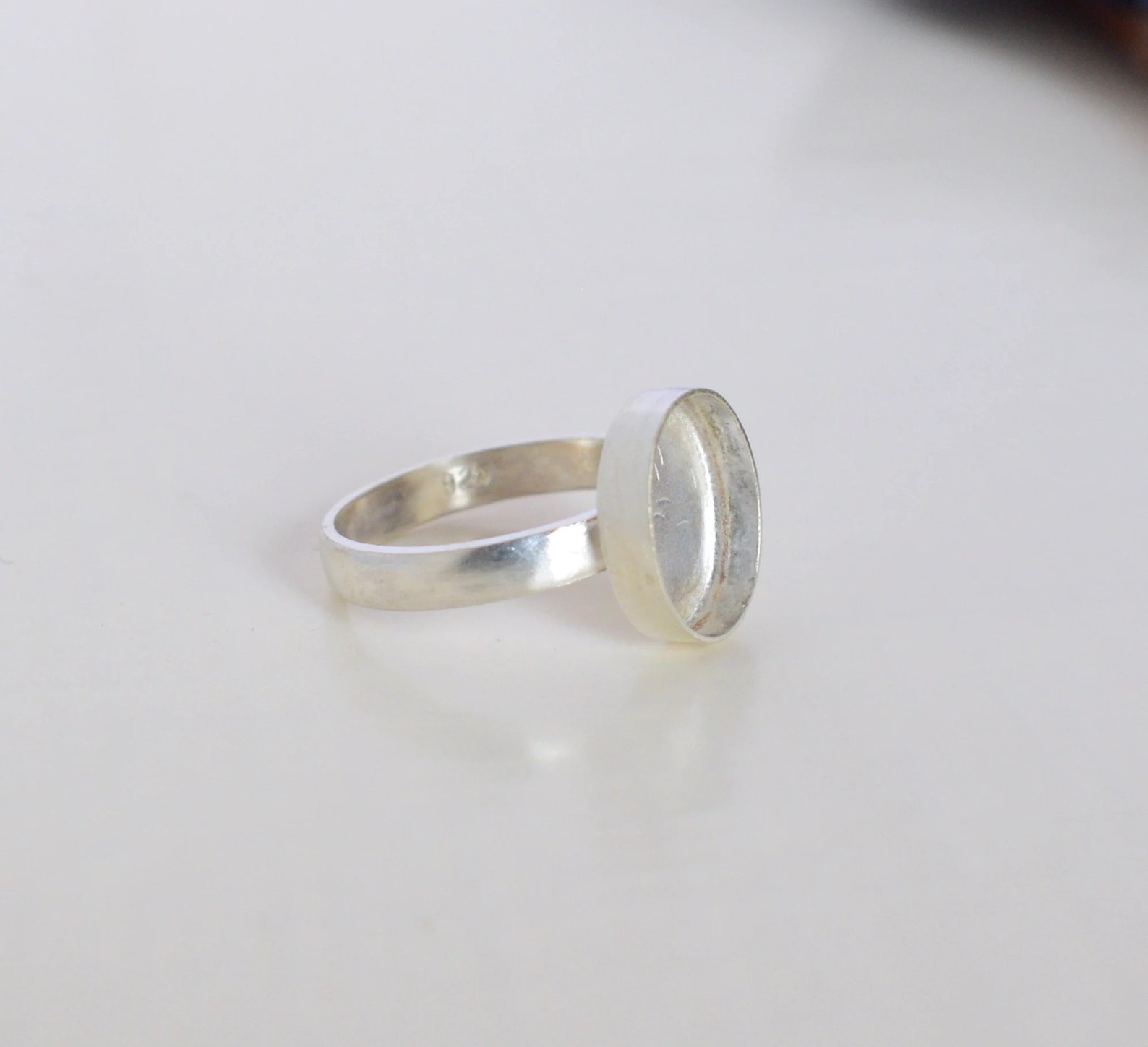 925 Sterling Silver Blank Ring Collet, Jewelry Setting Ring Collet ...