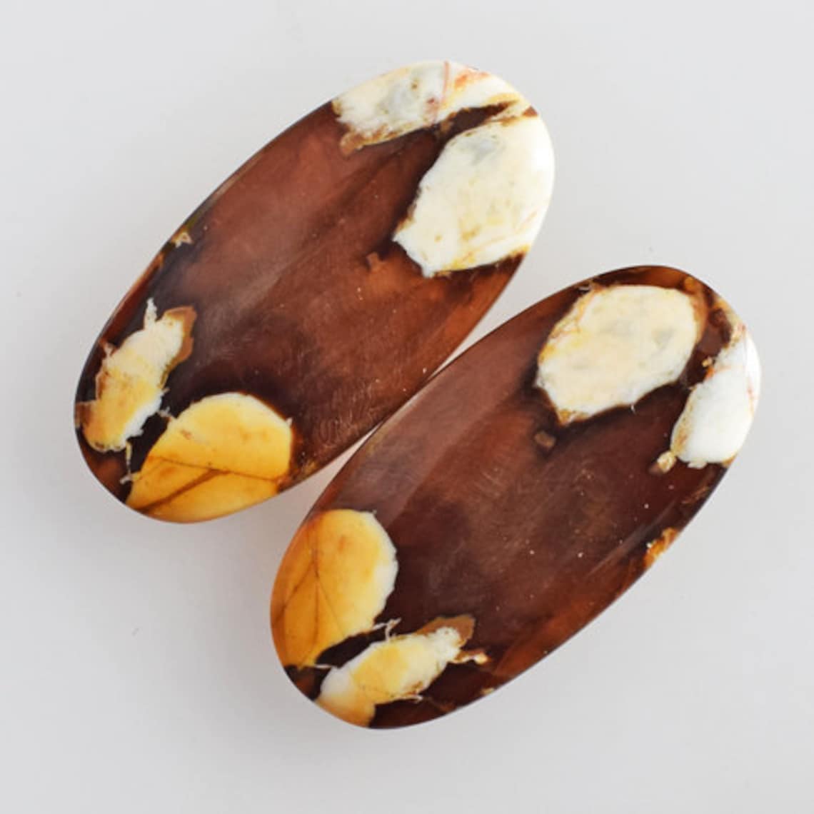 Pretty Look Natural Peanut Wood Jasper Oval Pair Cabochon | Etsy