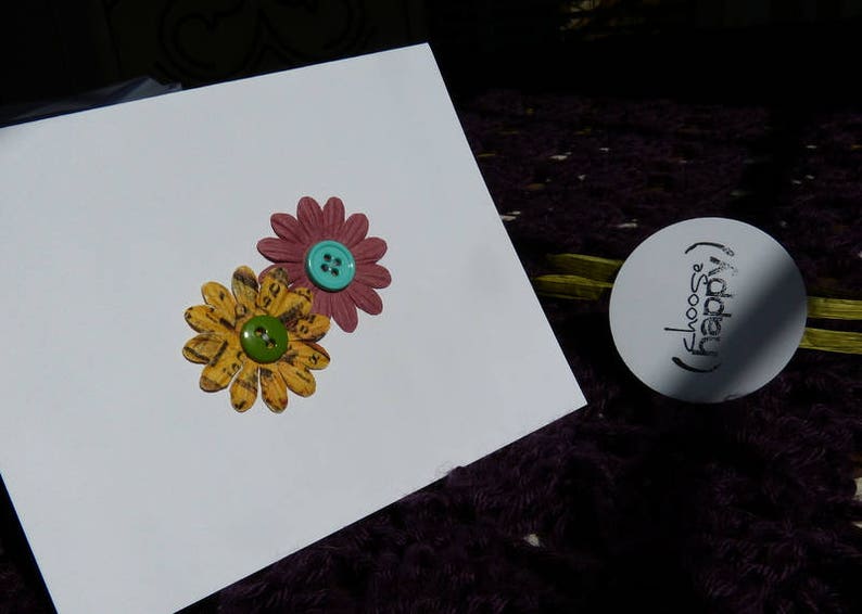 Handmade Floral Note Cards With Button - Etsy
