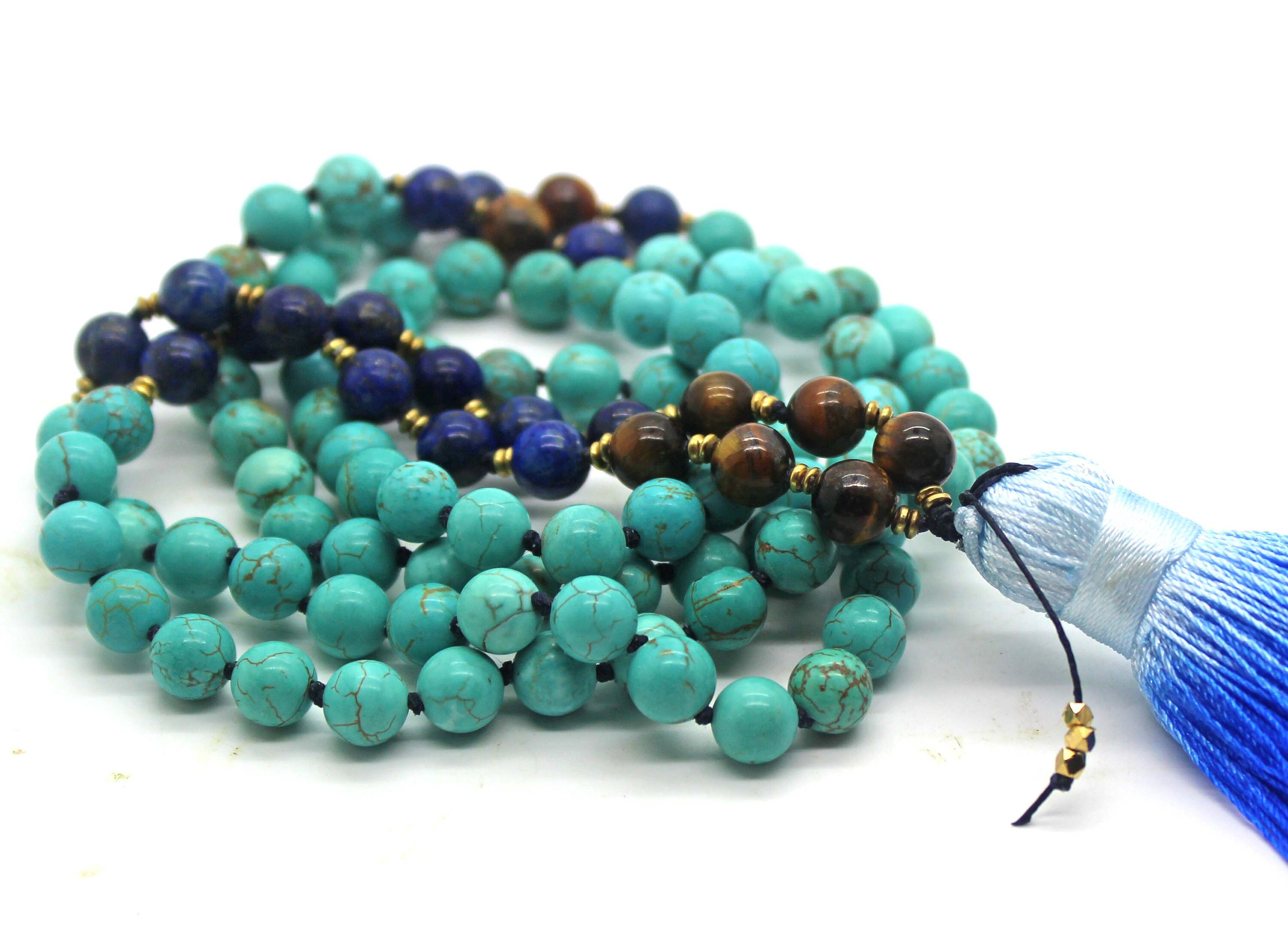 Turquoise Mala Necklace CALMING Mala Tassel Necklace Mala | Etsy
