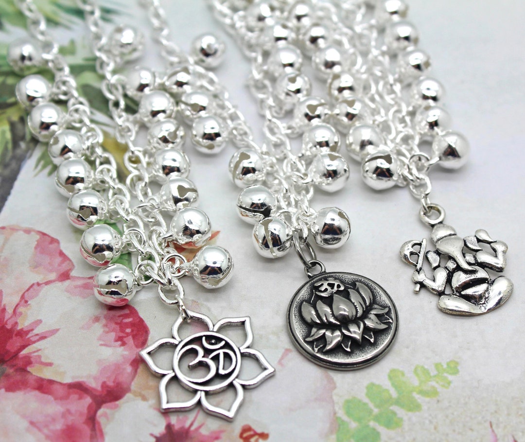 Silver Bell Bracelet / Silver Bell Bracelet With Charms / Yoga Jewelry ...