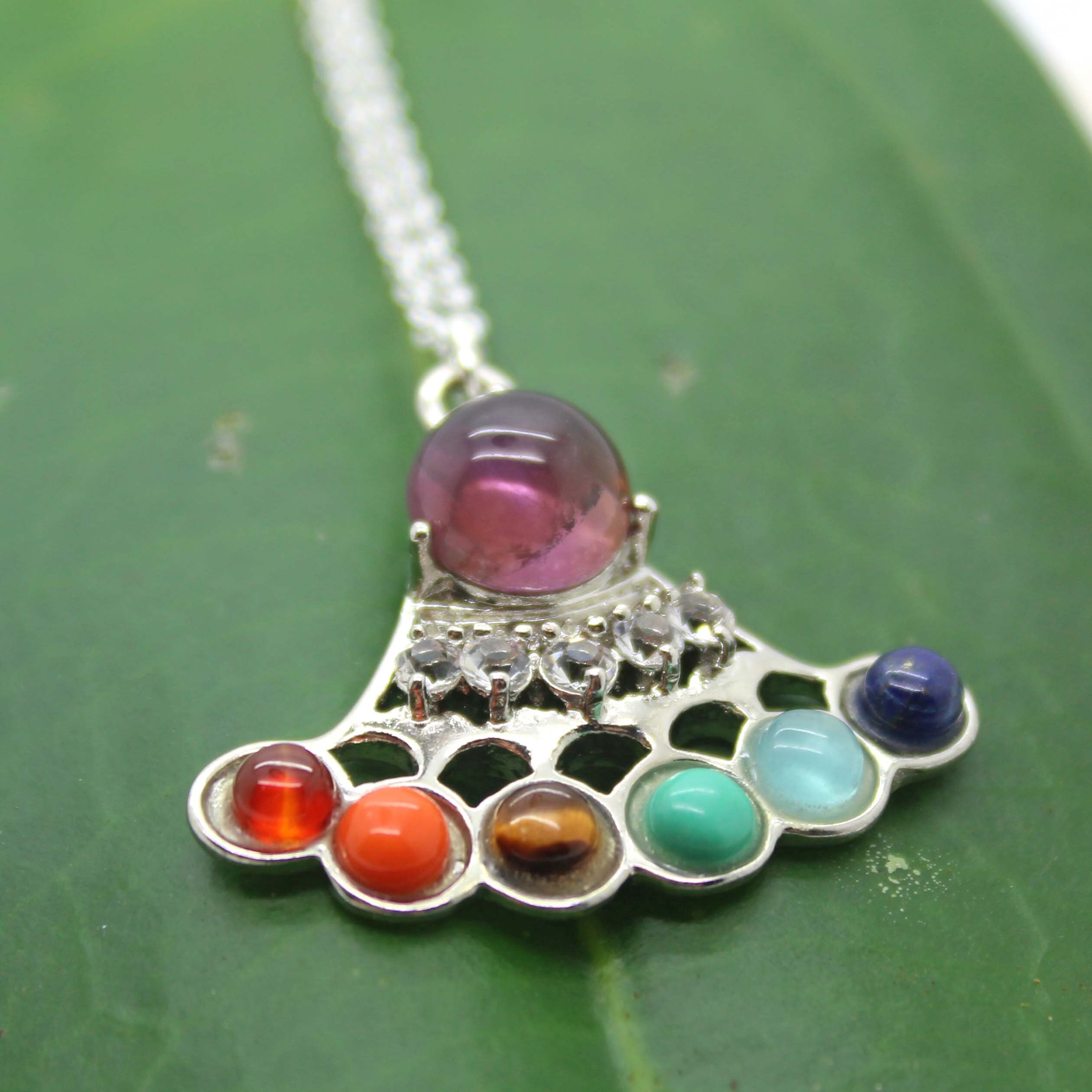 Chakra Necklace 7 Chakra Necklace Fan Design Chakras | Etsy