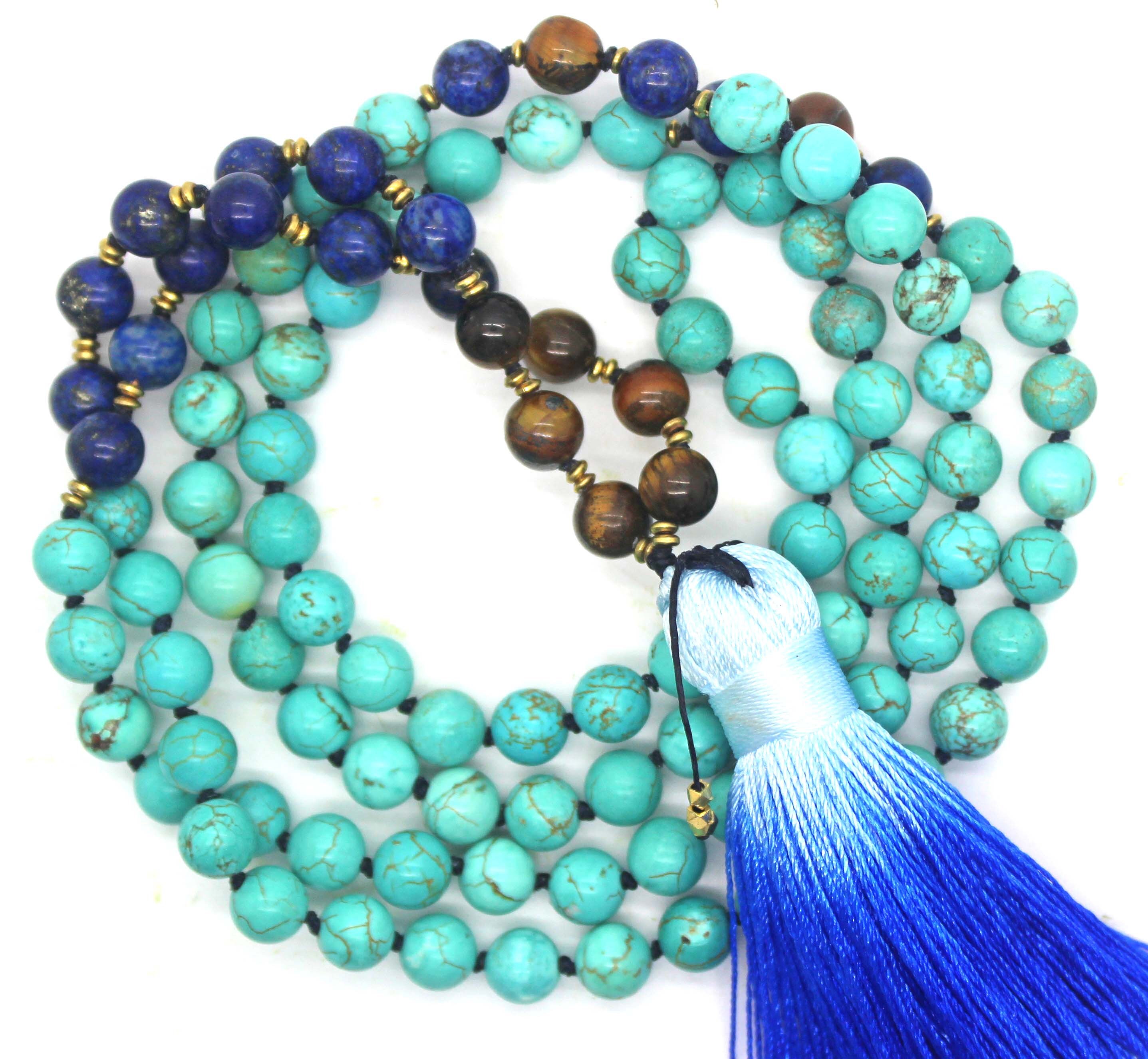 Turquoise Mala Necklace CALMING Mala Tassel Necklace Mala | Etsy