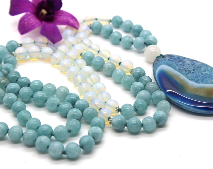 Mala Blue Jade Mala Beads 108 Bead Malas Buddhist Beads - Etsy