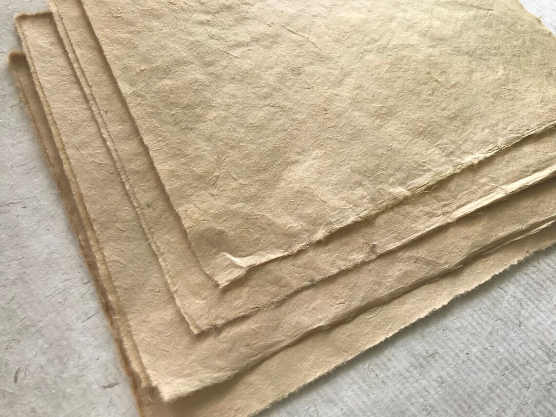 Full sheets Nepalese Lokta Paper dull yellow olive oil colour | Etsy