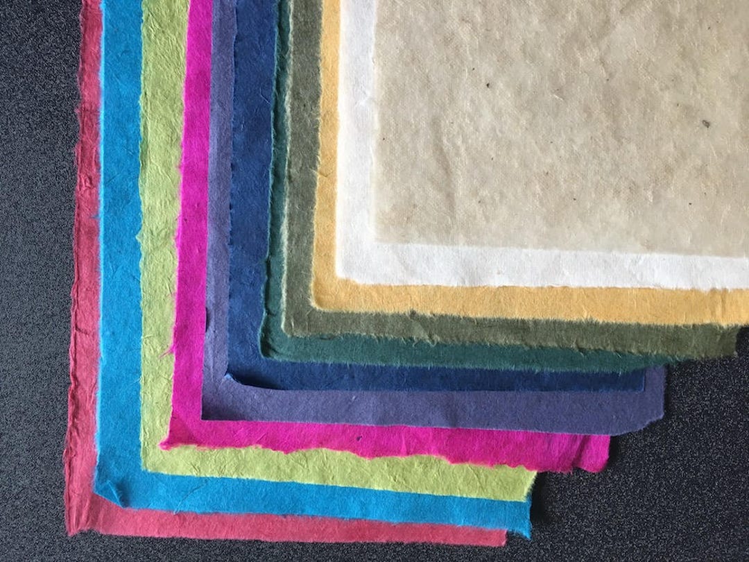 5 Full Sheets Nepalese Lokta Paper, Coloured Wrapping Paper, Khadi ...