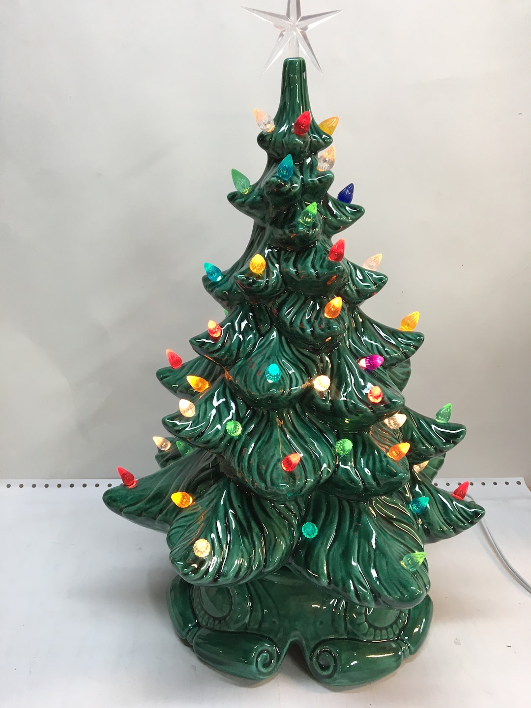 Handmade Atlantic 16" Glazed Ceramic Christmas Tree With Green Base - Etsy