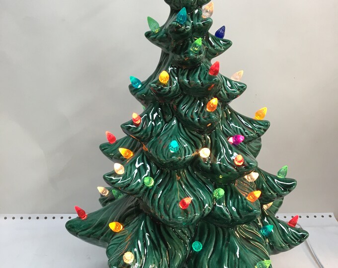 Handmade Atlantic 16" Glazed Ceramic Christmas Tree With Green Base - Etsy