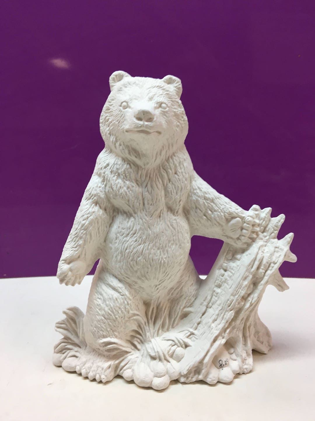 Ceramic Bisque Small Standing Bear Next to Log - Etsy