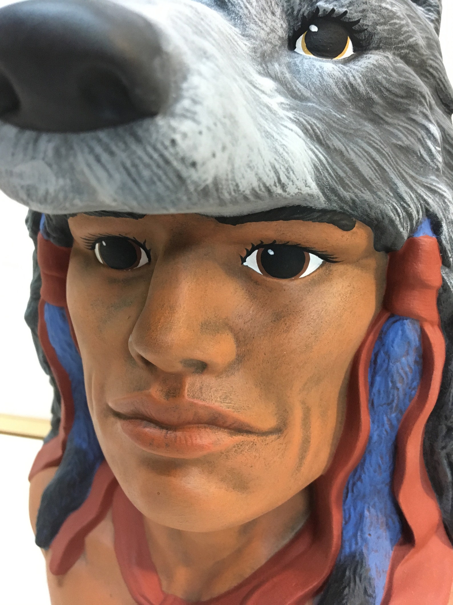 Handmade Ceramic Indian Bust With Wolf Head Dress - Etsy