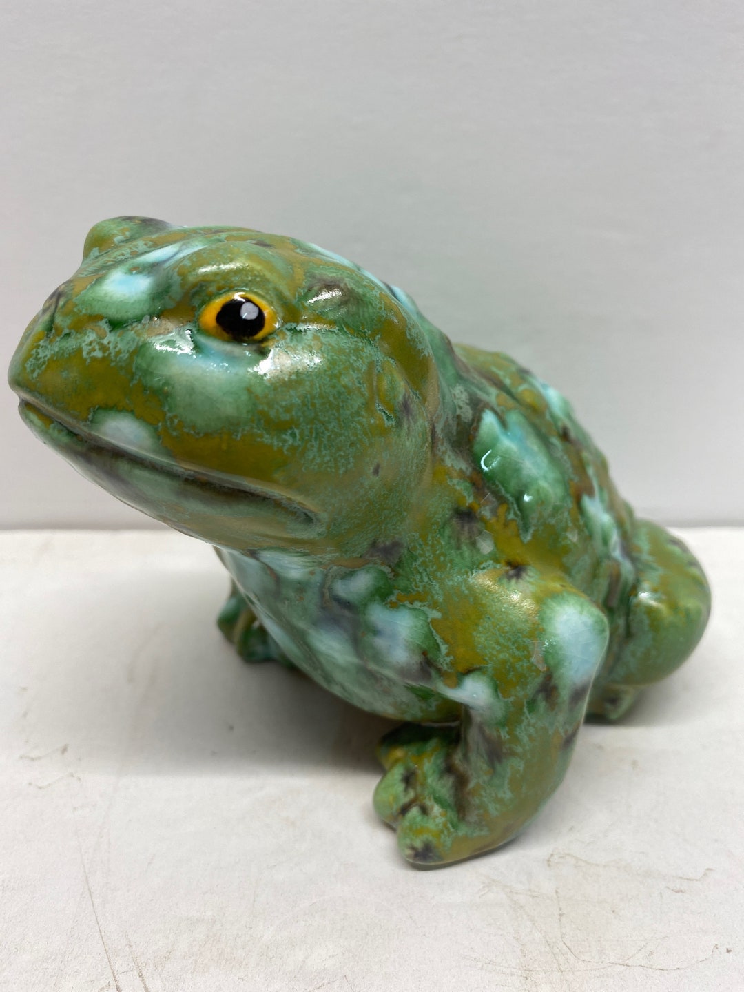 One of a Kind Handmade Ceramic Small/ Medium Green Glazed Frog - Etsy