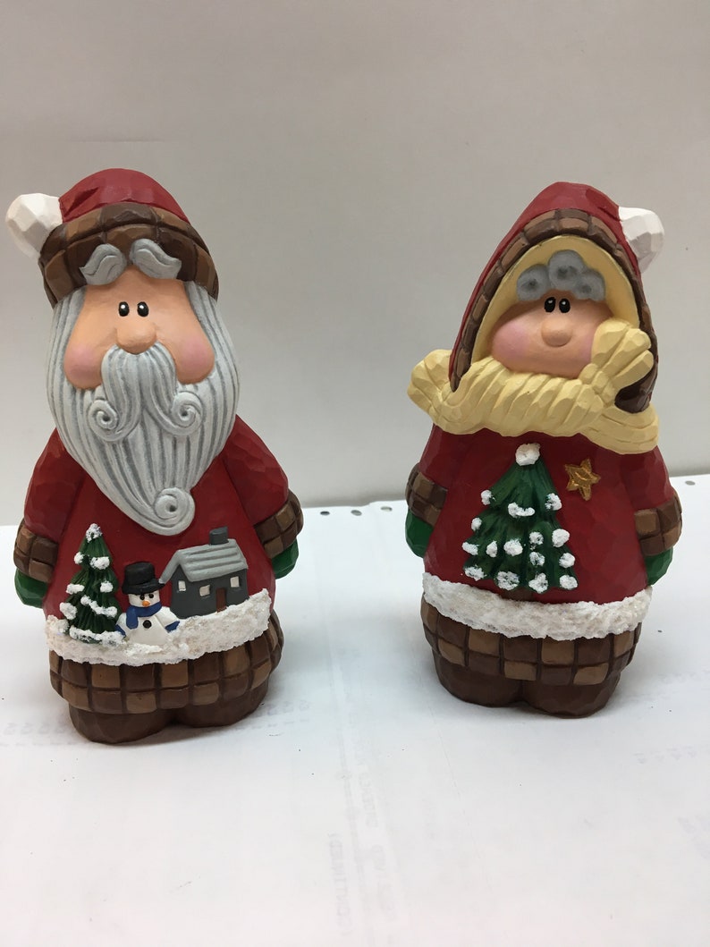 Handmade small Mr. & Mrs. widdled Santa claus | Etsy