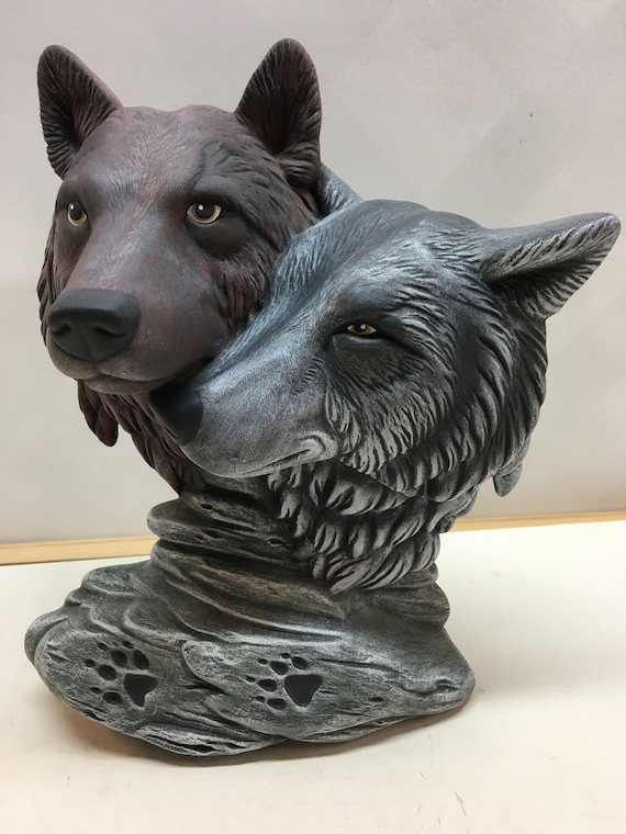 Handmade Ceramic Double Headed Wolf Pair | Etsy