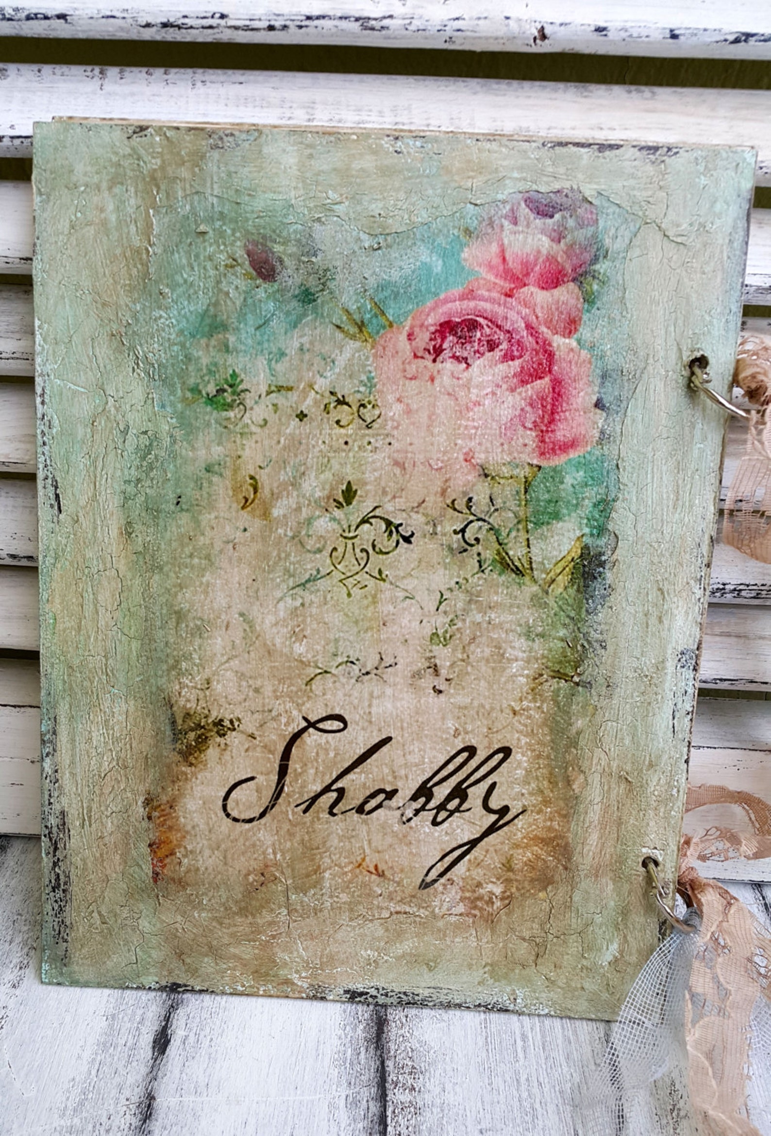 Unique Shabby Chic Bookwood Covers Rustic Book Wedding Book - Etsy