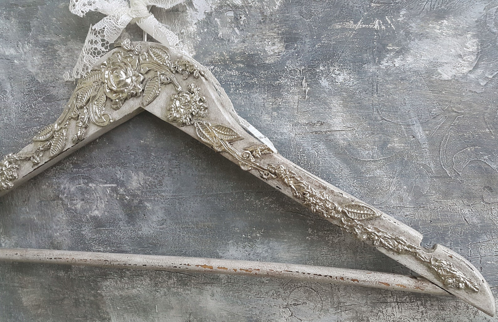 Silver Wedding Dress Hanger,bridal Gown Hanger,vintage Lace Hanger ...