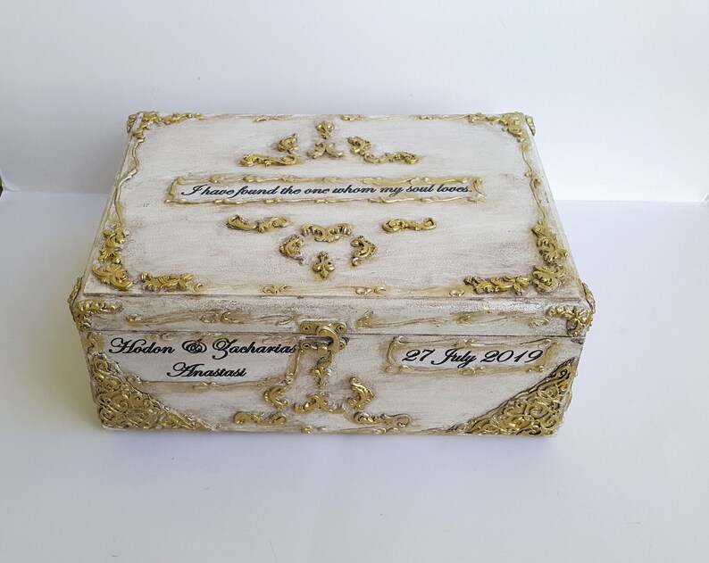 Ivory Gold Wooden Wedding Card Box Gold Vintage Baroque | Etsy