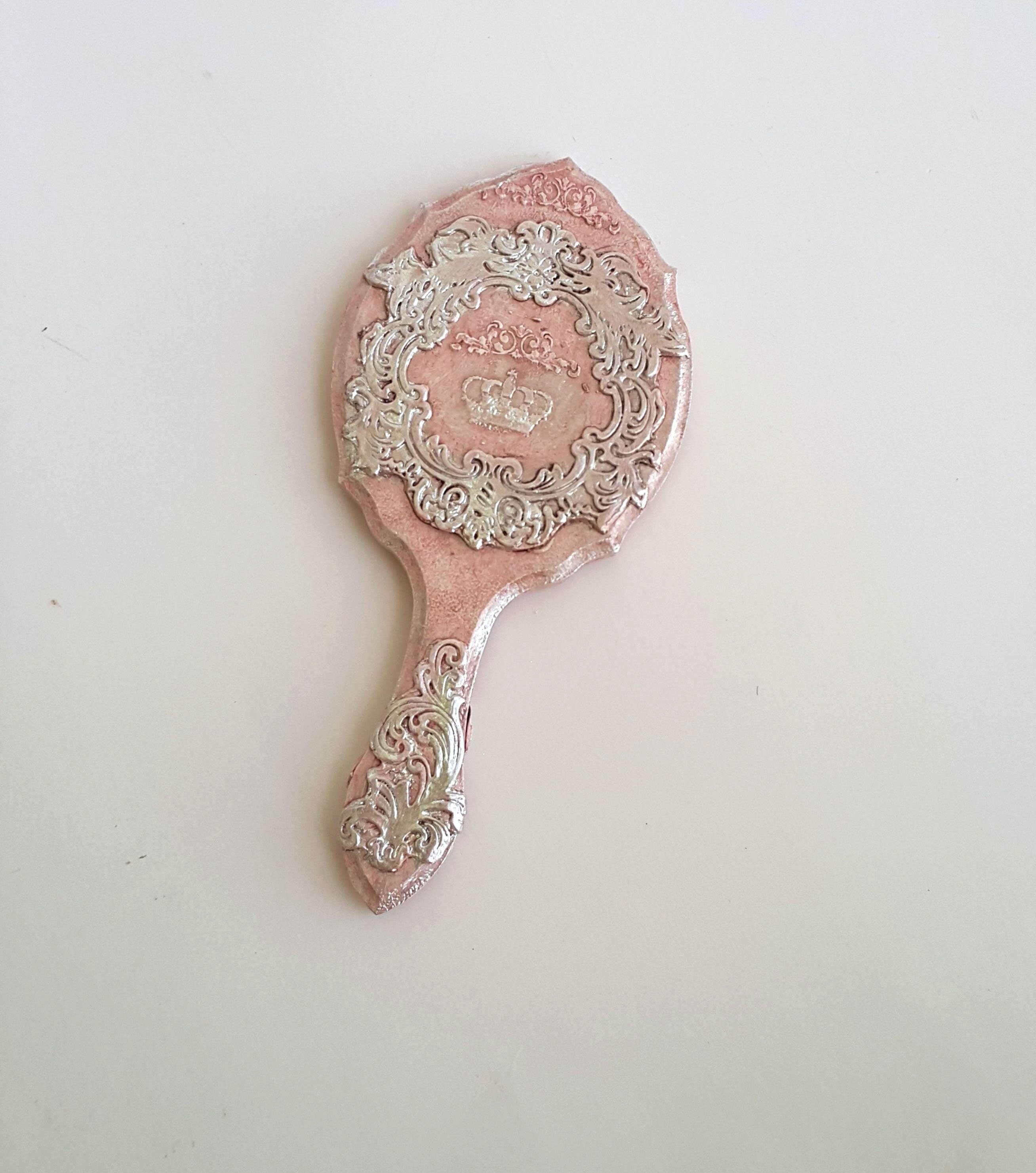 Vanity Hand Mirror Wooden MirrorSilver Ornaments | Etsy