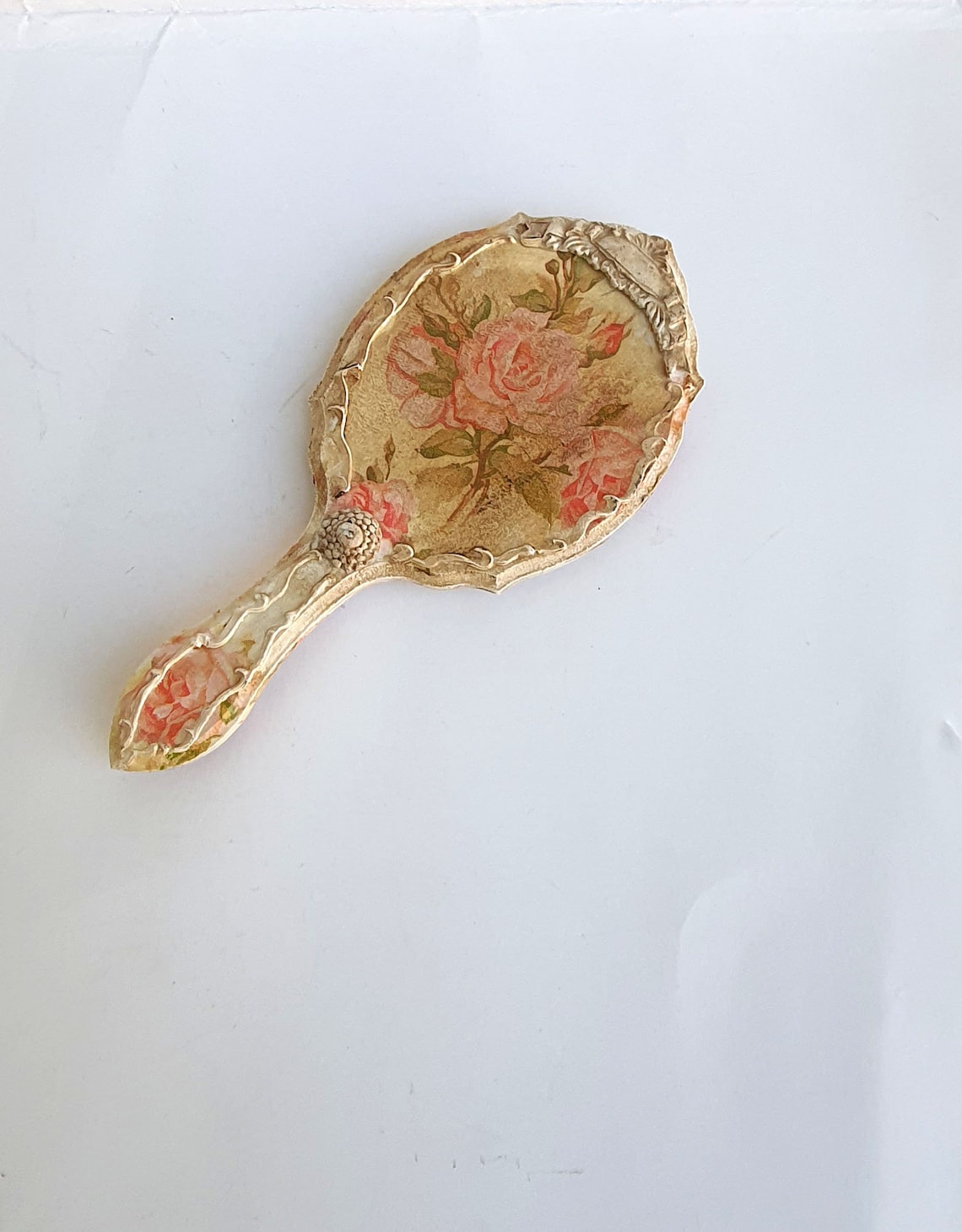 Vanity Hand Mirror Wooden Mirrorshabby Chic Roses - Etsy