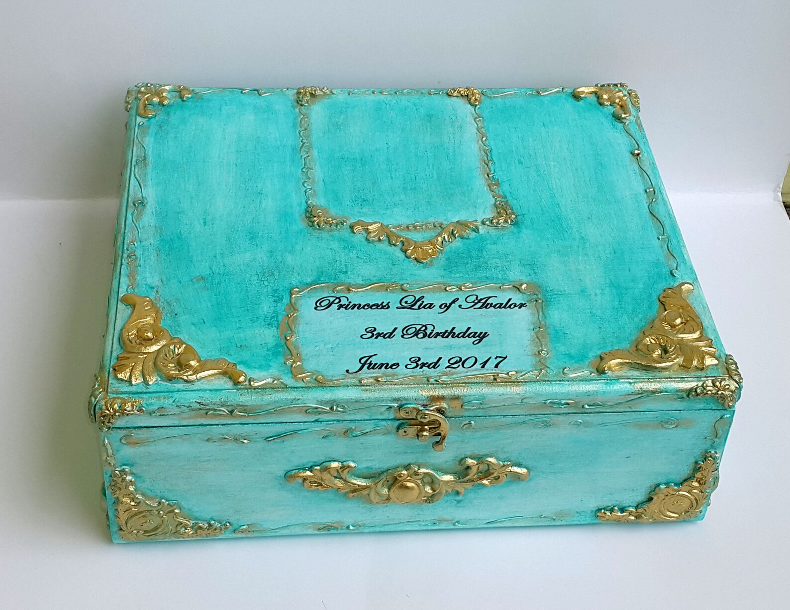 Turquoise Gold Wooden Wedding Card Boxgolden Vintage Baroque - Etsy