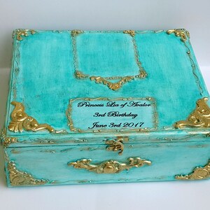 Turquoise Gold Wooden Wedding Card Box,golden Vintage Baroque Ornaments ...