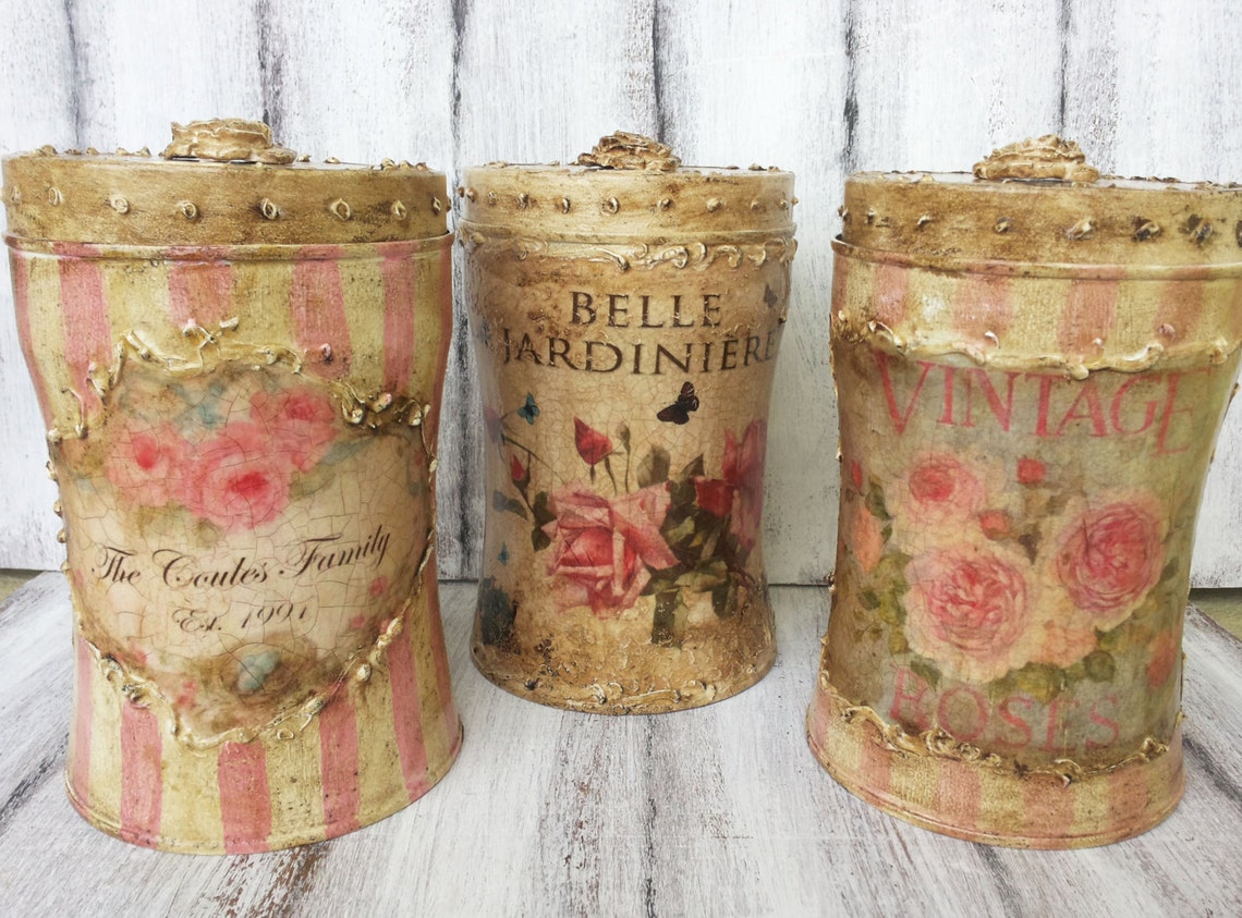 Canisterkitchen Canisterset of 3tin Canisterstorage - Etsy