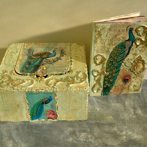 Peacock Book and Peacock Cardbox.peacock Wedding Guest Book.peacock ...