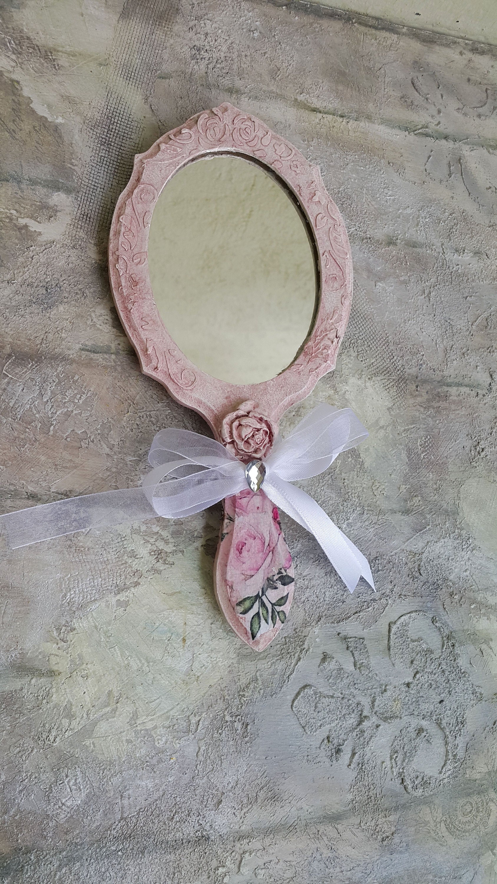 Vanity Hand Mirror Wooden Mirrorshabby Chic Mirrorornate | Etsy