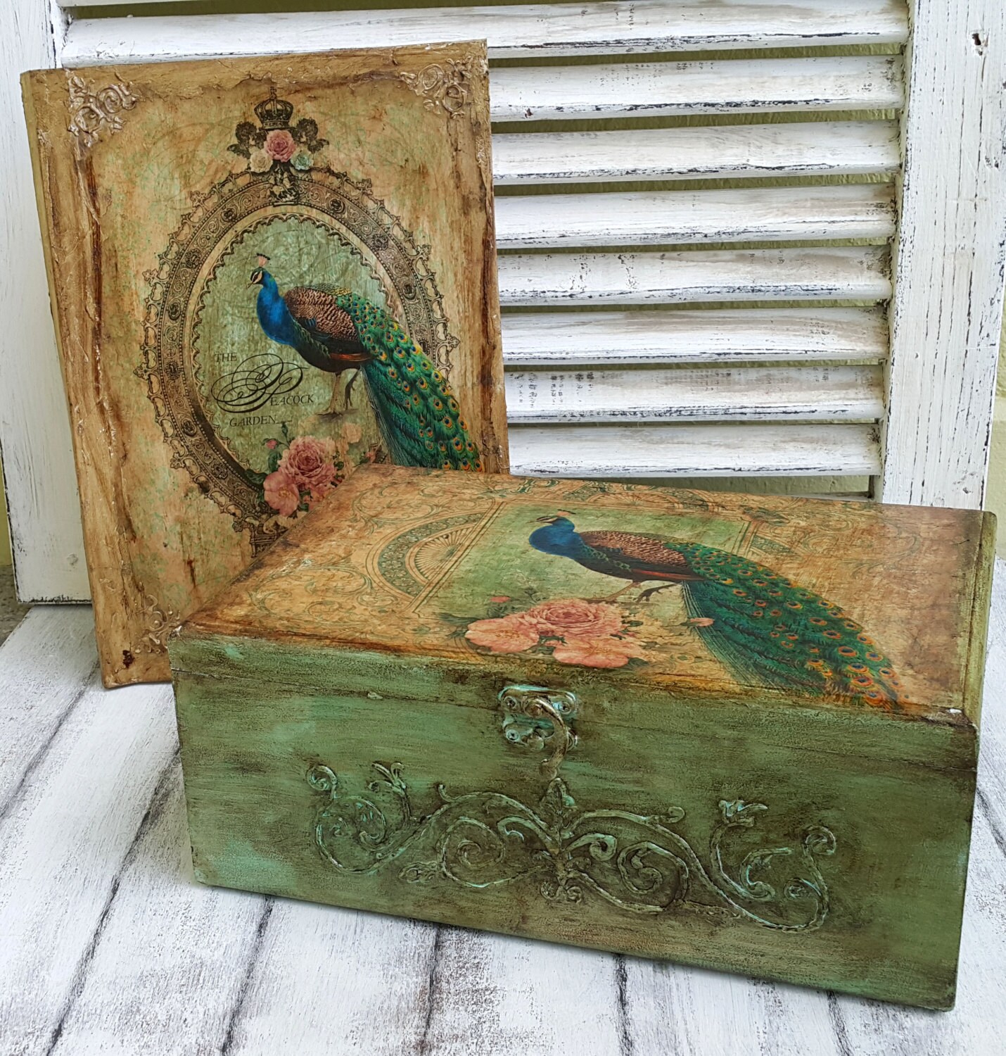 Peacock Box. Peacock Shabby Chic Box. Peacock Wedding Box.unique ...