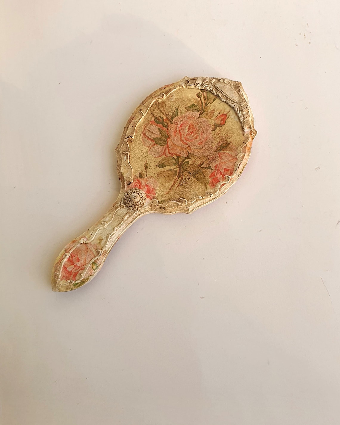 Vanity Hand Mirror Wooden Mirrorshabby Chic Roses - Etsy