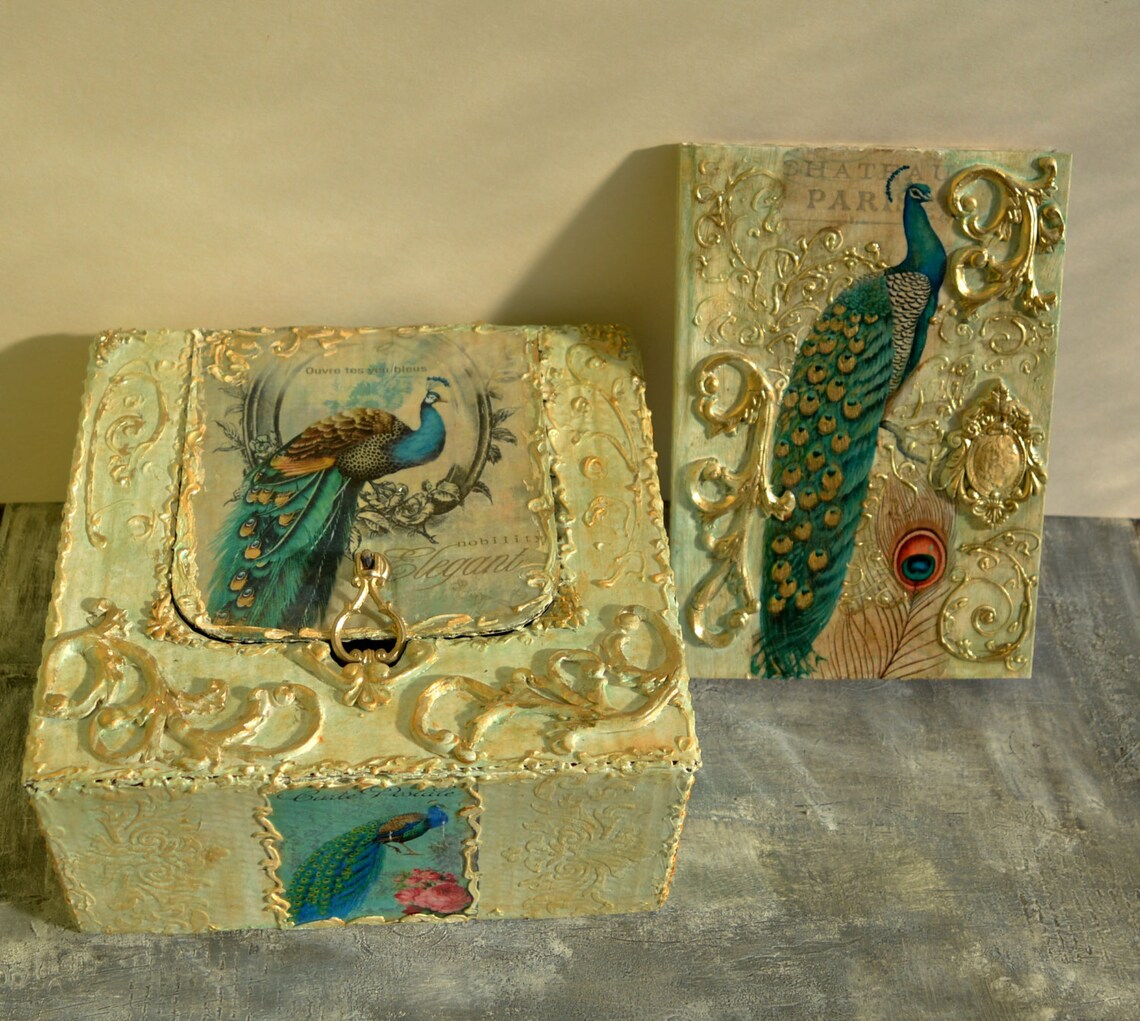 Peacock Book and Peacock Cardbox.peacock Wedding Guest - Etsy
