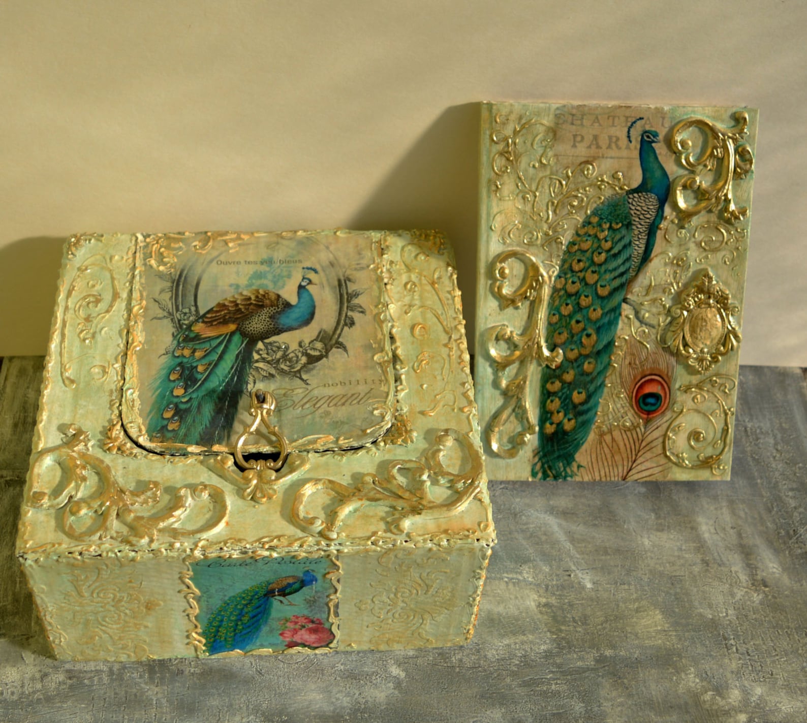 Peacock Book and Peacock Cardbox.peacock Wedding Guest | Etsy