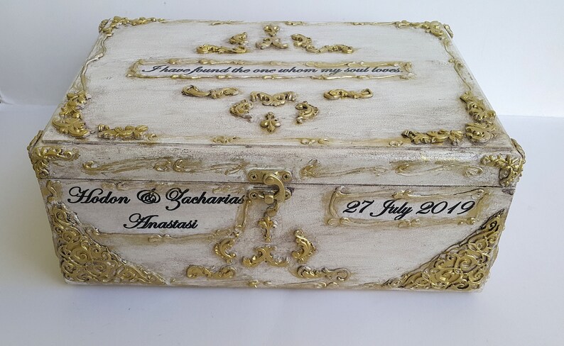 Ivory Gold Wooden Wedding Card Box Gold Vintage Baroque | Etsy