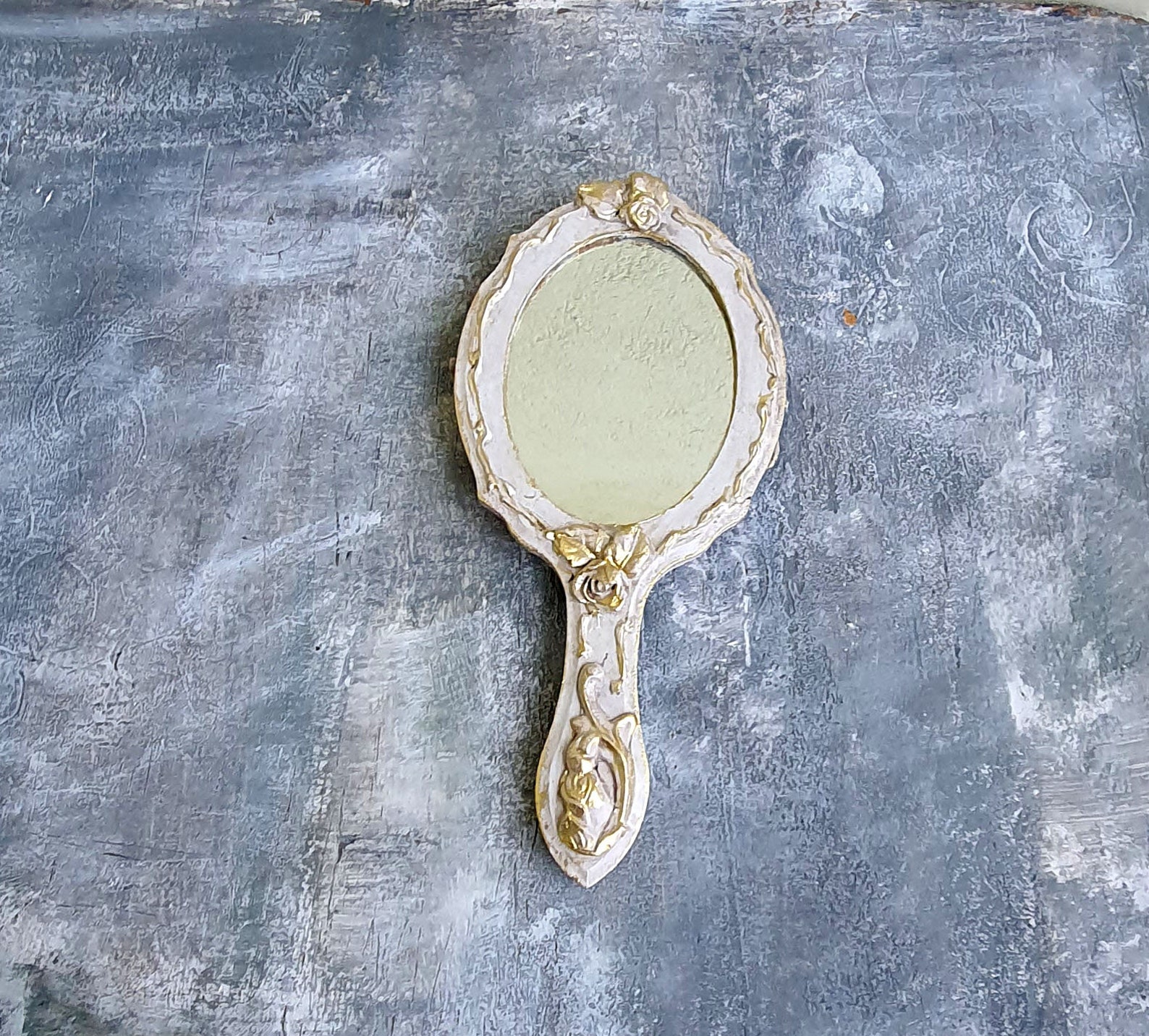 Vanity Hand Mirror, Wooden Mirror,shabby Chic Roses Mirror,ornate ...