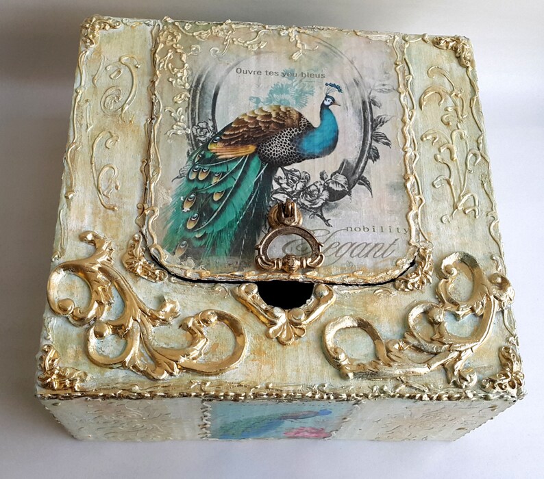 Peacock Box. Peacock Vintage Box. Peacock Wedding Box.unique Peacock ...