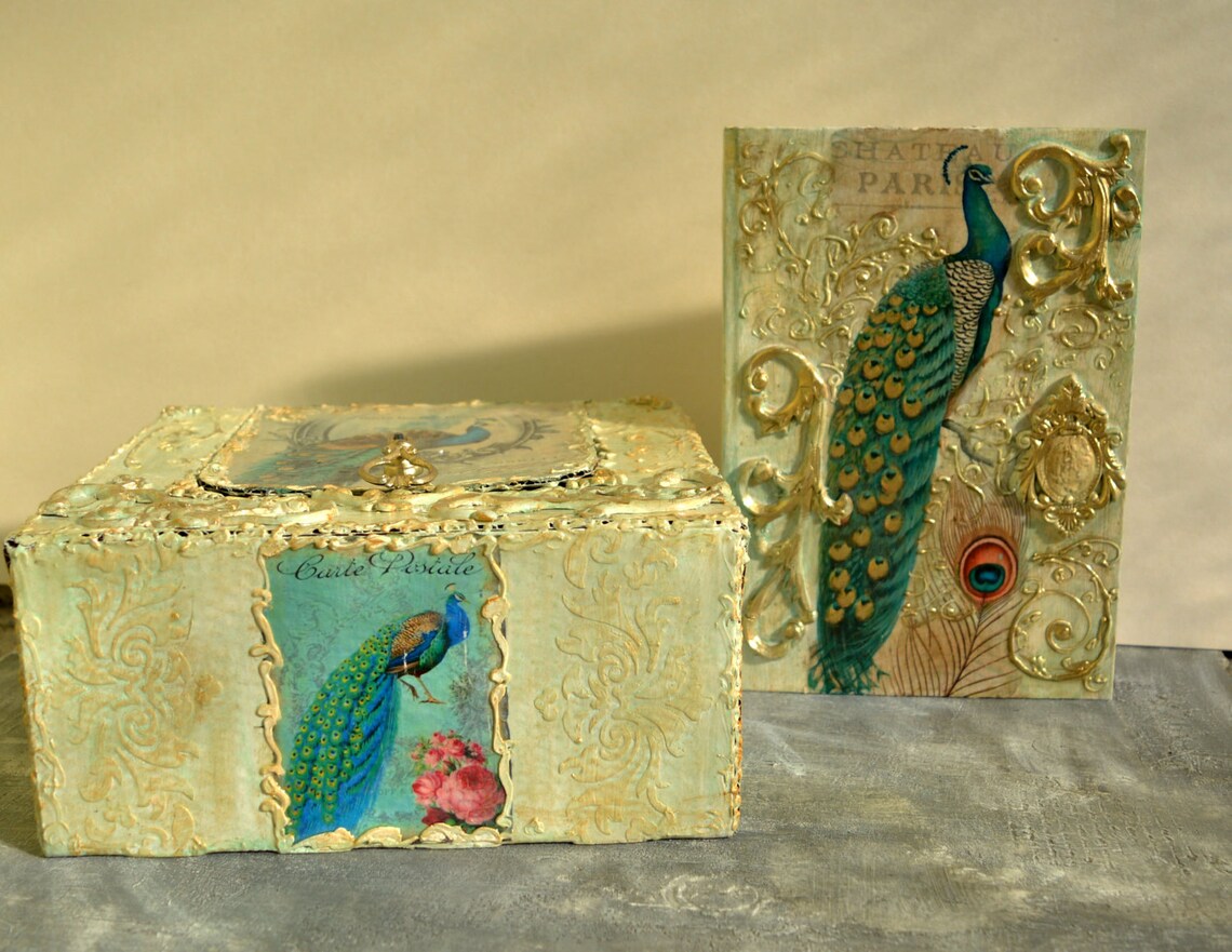 Peacock Book and Peacock Cardbox.peacock Wedding Guest - Etsy