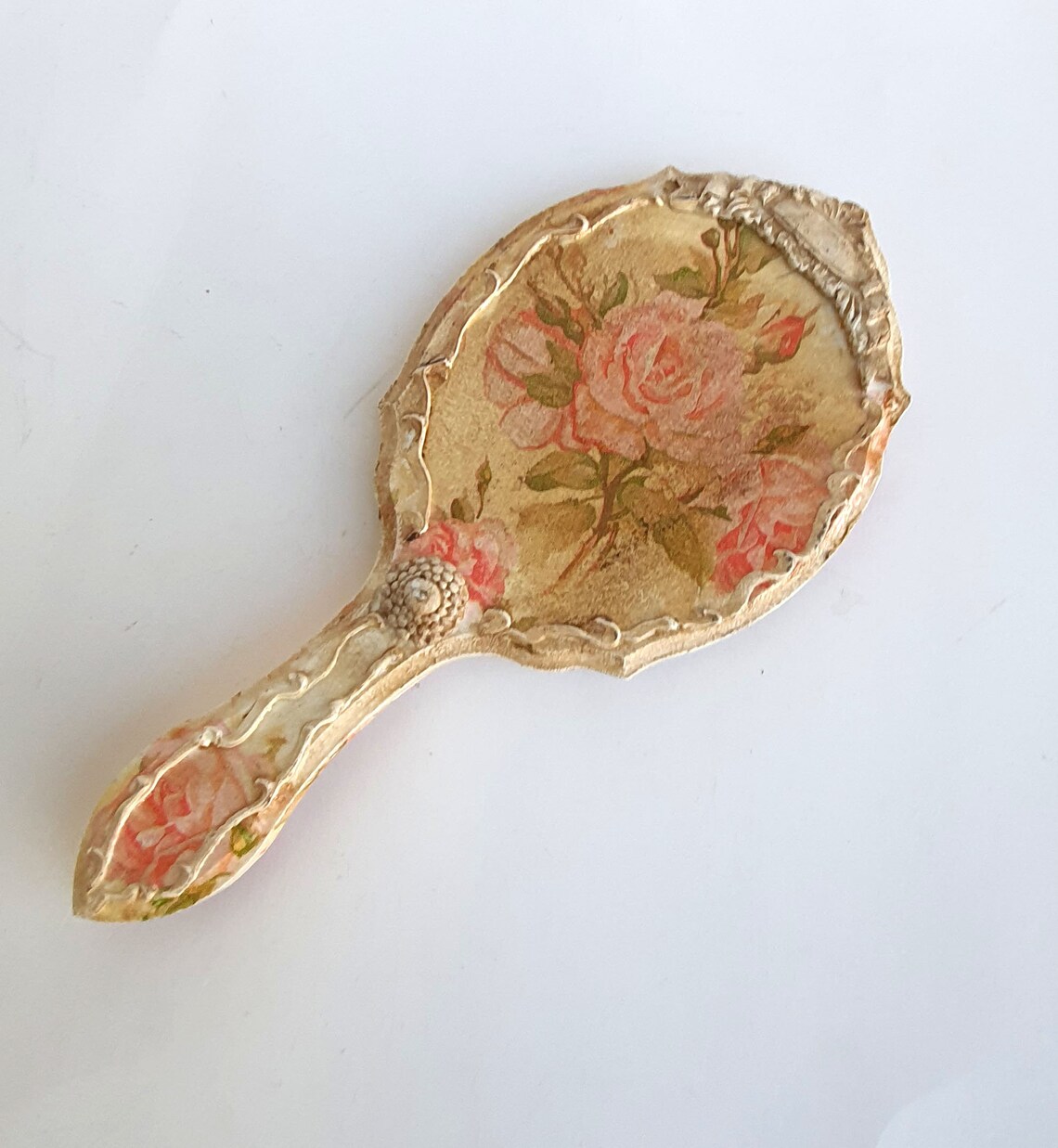 Vanity Hand Mirror Wooden Mirrorshabby Chic Roses - Etsy