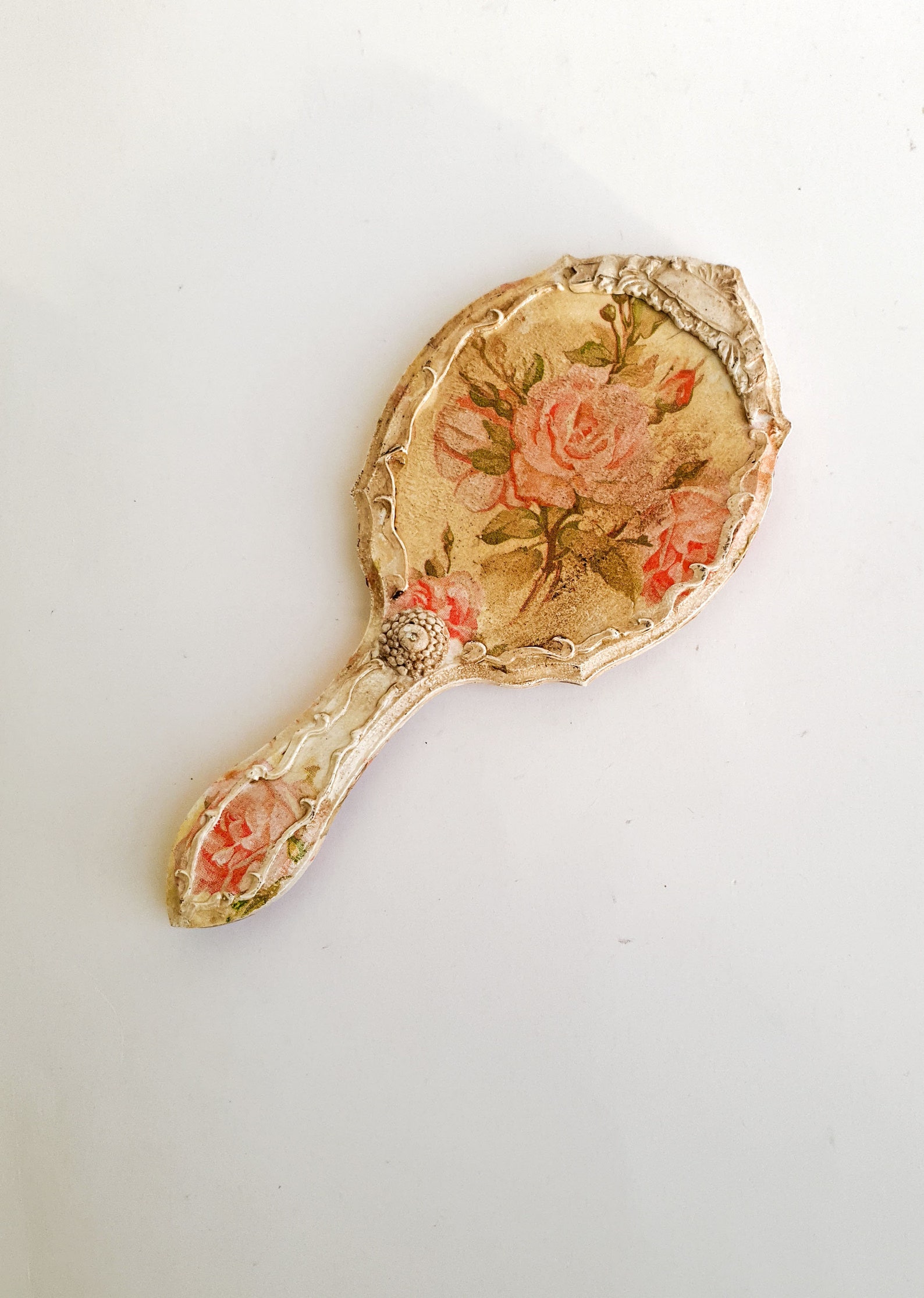 Vanity Hand Mirror Wooden Mirrorshabby Chic Roses - Etsy