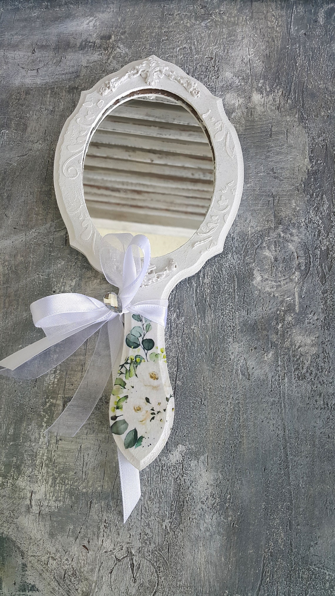 Vanity Hand Mirror Wooden Mirrorshabby Chic Mirrorornate - Etsy