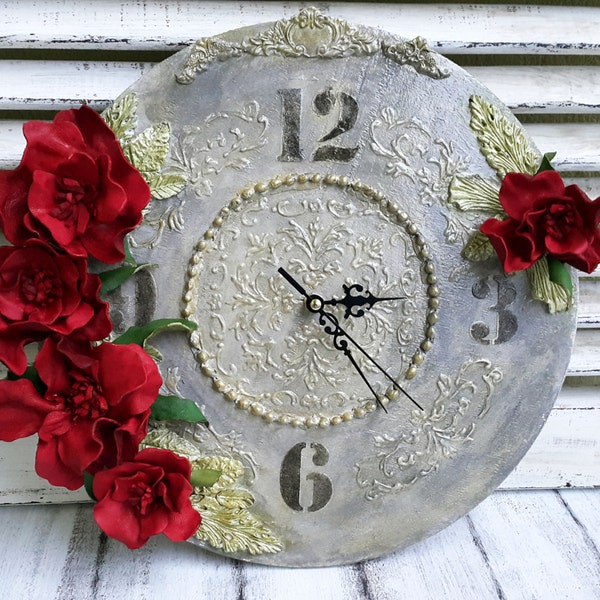 Rose Wall Clock - Etsy