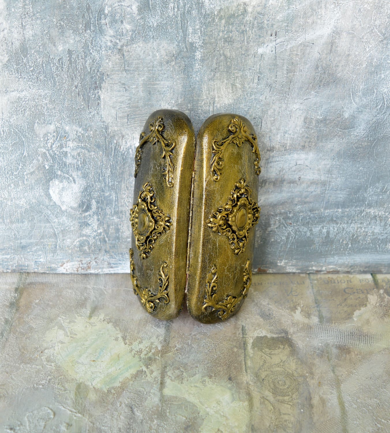 Golden Eye Glass Case,vintage Eyeglass Case,antique Golden Art Nouveau ...
