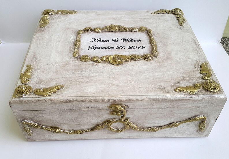 Wedding card boxWedding keepsake boxWedding fairy golden | Etsy