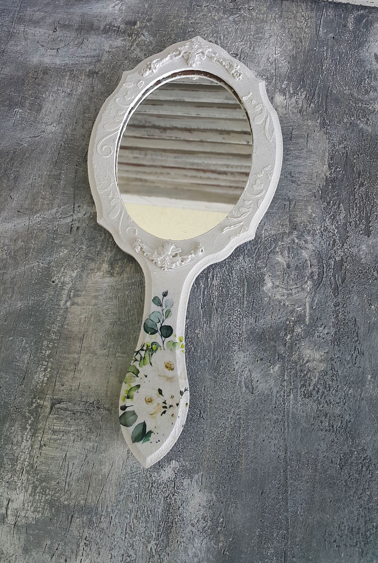 Vanity Hand Mirror Wooden Mirrorshabby Chic Mirrorornate - Etsy