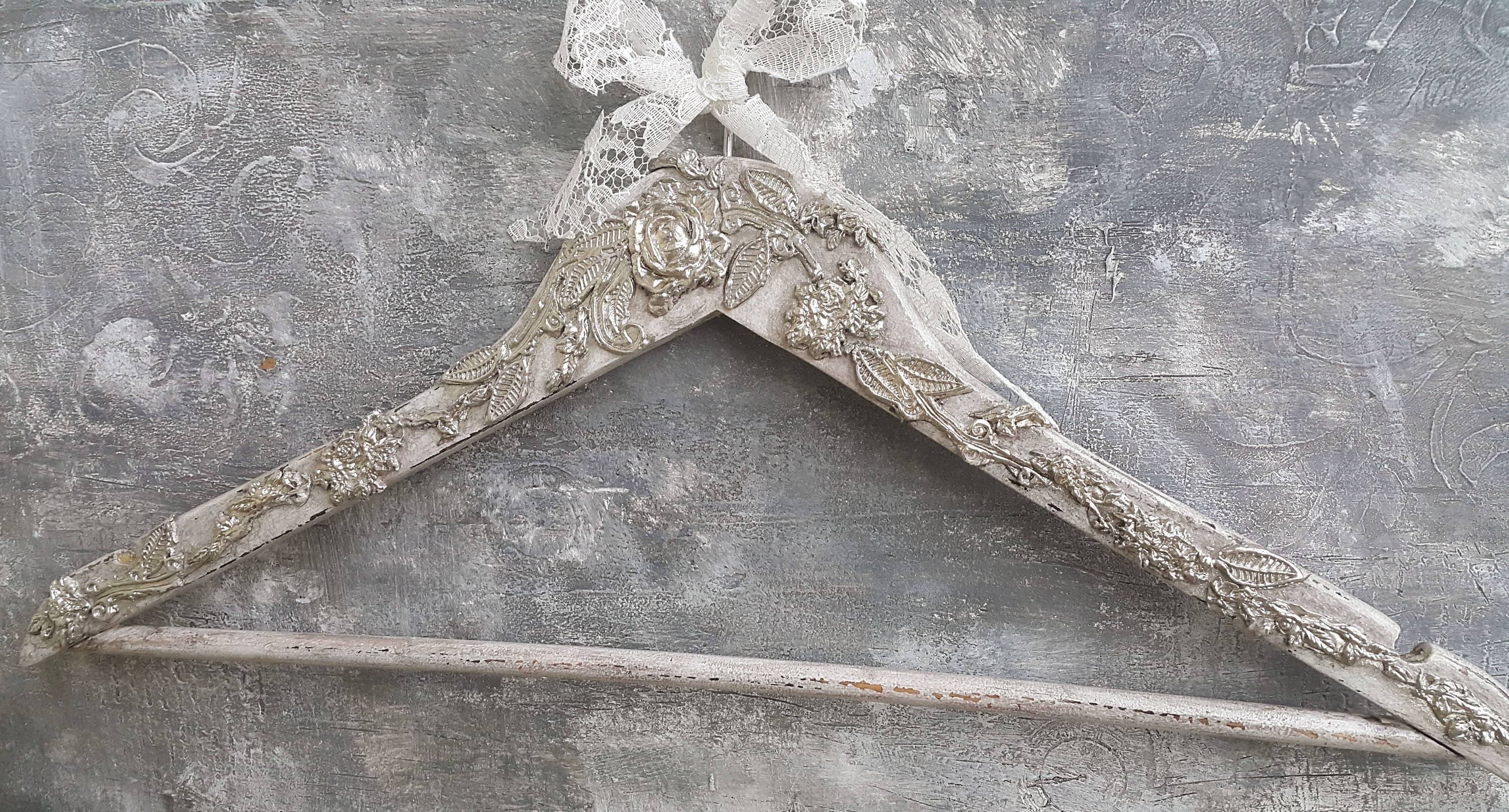 Silver Wedding Dress Hanger,bridal Gown Hanger,vintage Lace Hanger ...