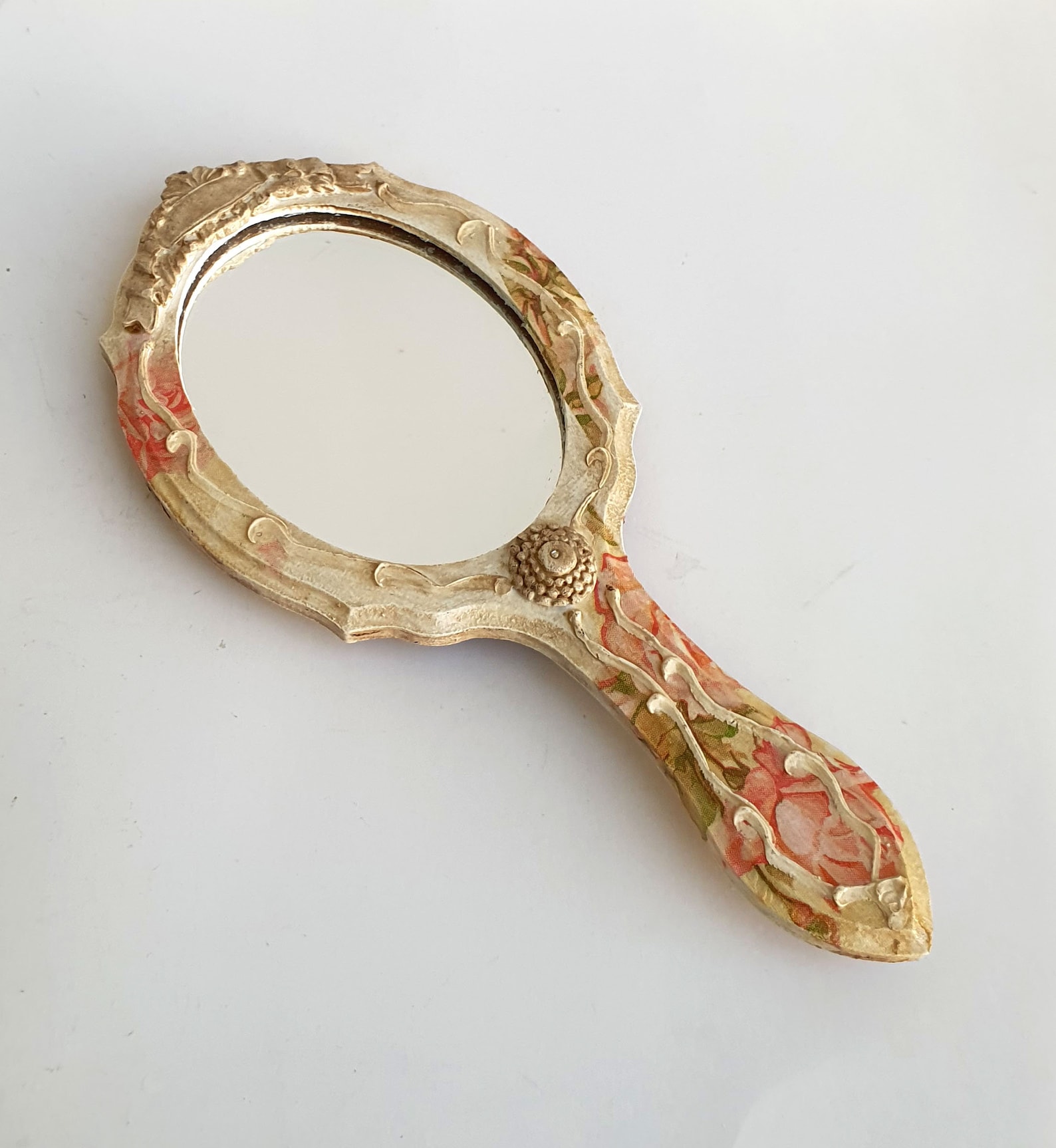 Vanity Hand Mirror Wooden Mirrorshabby Chic Roses - Etsy