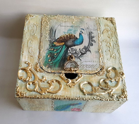 Peacock Box. Peacock Vintage Box. Peacock Wedding Box.unique - Etsy