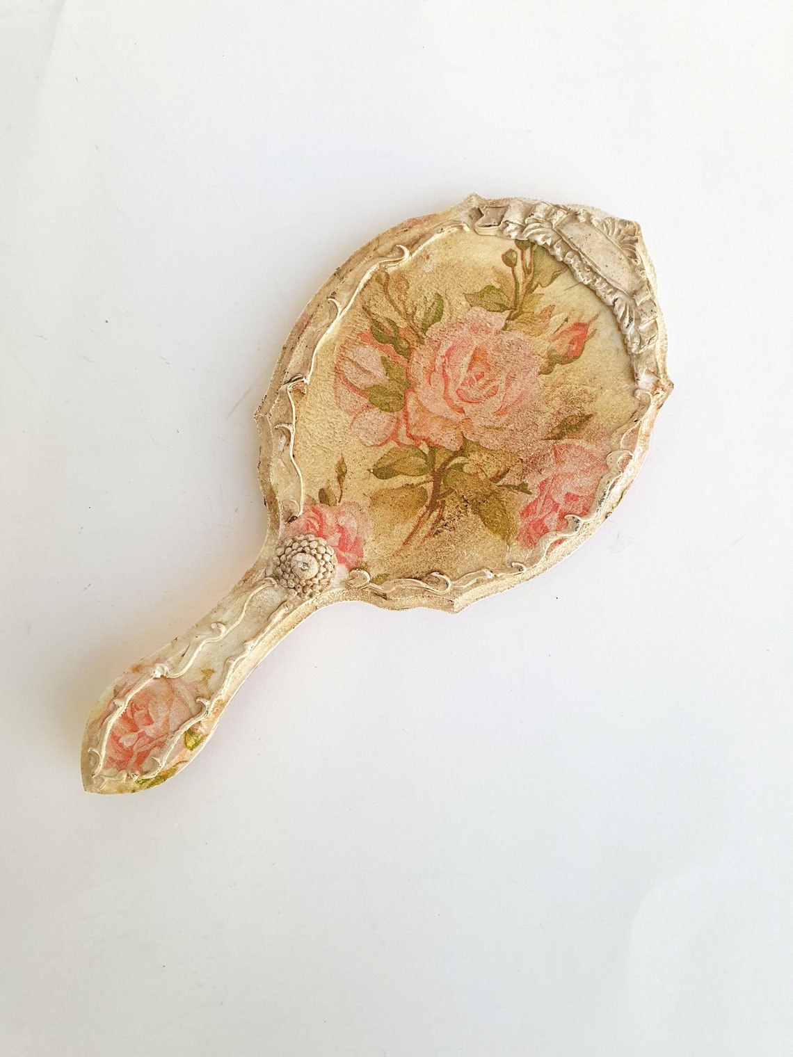 Vanity Hand Mirror Wooden Mirrorshabby Chic Roses - Etsy