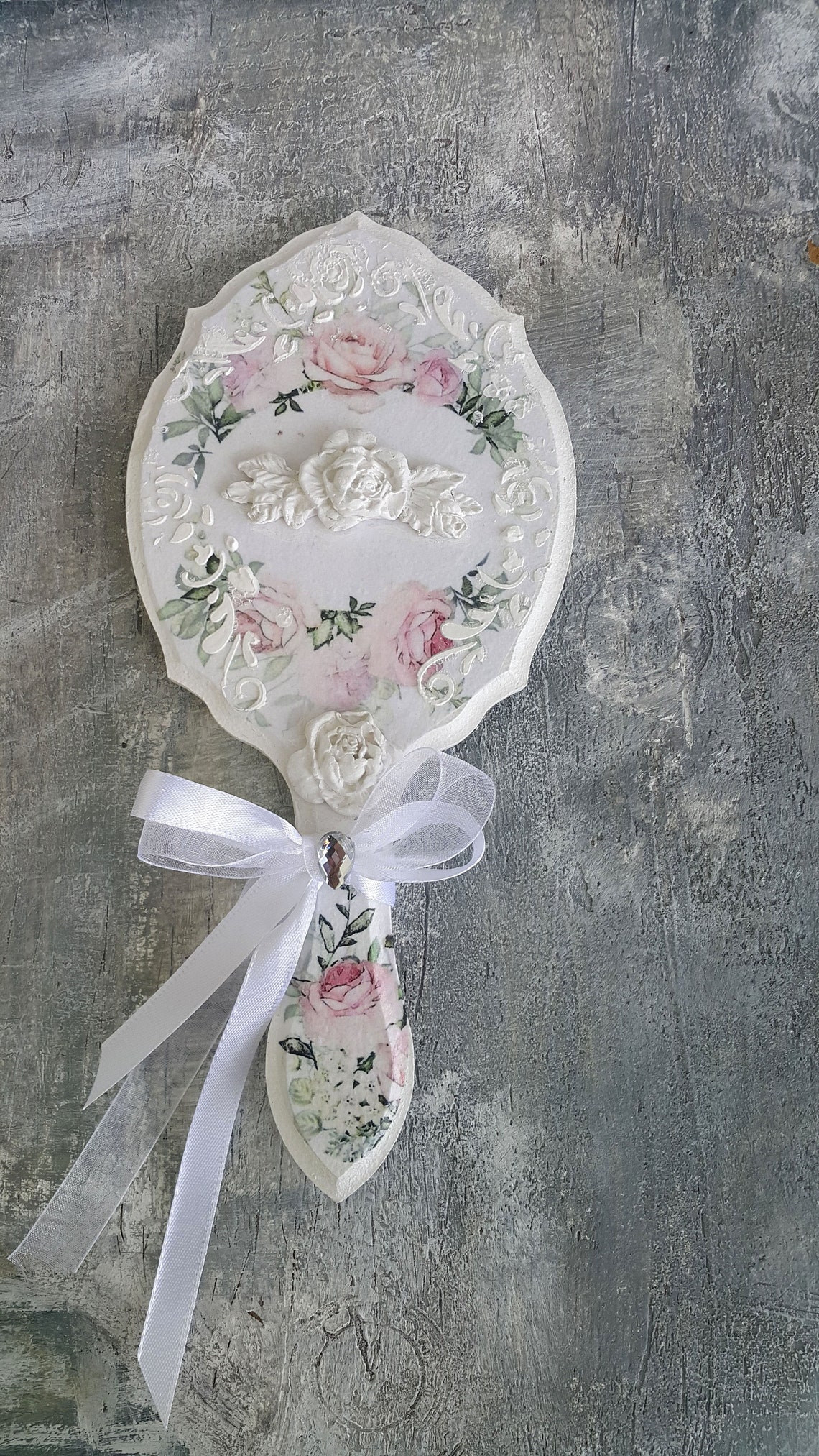 Vanity Hand Mirror Wooden Mirrorshabby Chic Mirrorornate | Etsy