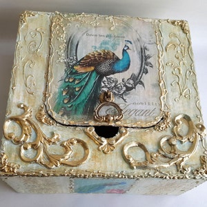 Peacock Box. Peacock Vintage Box. Peacock Wedding Box.unique Peacock ...